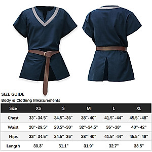 FURPHI US Size Medieval Linen Tunic with Belt for Men Medieval Shirt Knight Ren Faire Costume