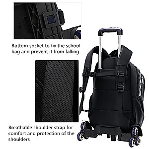 LAMOGRAFY Geometric Prints Rolling Backpack for Boys Side-Opening Daypack with Wheels Student Travel Bag