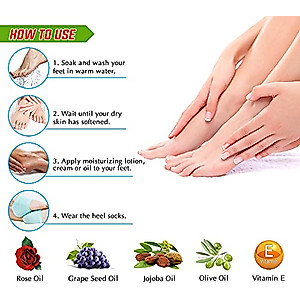 Nado Care 4 Pairs Heels Moisturizing Socks for Dry Cracked Heels Repair - Moisturizing Gel Heel Sleeves Open Toe Comfy Socks Day Night - Pink, Blue, Grey and Black