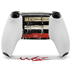 WraptorSkinz Skin Wrap compatible with Sony PS5 DualSense Controller Painted Faded and Cracked Red Line USA American Flag (CONTROLLER NOT INCLUDED)