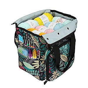 Knitting Yarn Bag, Portable Crochet Storage Tote Bag for Crochet Hooks, Knitting Needles, Yarn Skeins,Knitting Accessories Organizer,Suitable for Beginners and Experienced Crochet Lovers (Green)