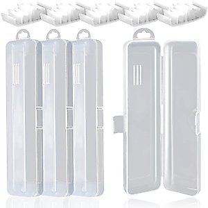 WYOMER Pack of 4 Travel Size Toothbrush Case Holder, Transparent Plastic Toothbrush Case Portable Toothbrush Storage, Hard Plastic Transparent Toothbrush Carrying Box for Traveling