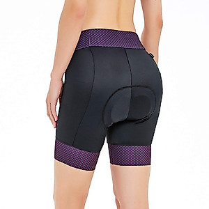 CATENA Women's Bike Shorts 3D Padded Cycling Short Pants for MTB Road Bicycle Multi Color (Purple, Large)