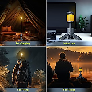 Camping Lantern Rechargeable - Multifunction LED Lantern Battery Powered 10000mAh- Portable Camping Lamp and Flashlight - Telescoping Camp Lights for Hiking,Camping,Emergency Lighting Black