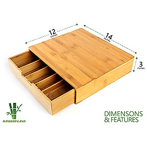 Bamboo Land- Bamboo K Cup Holder, 4 Adjustable Dividers, 36 K Cup Pod Storage, Coffee Pod Drawer, Coffee Pod Holder, Coffee Pod Organizer, Kcup Holder, K Cup Holders for Counter, Coffee Pods Holder