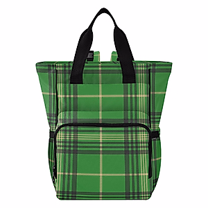 Jihqo Diaper Bag Backpack National Tartan Saint Patrick Plaid Travel Diaper Bags for Women, 10L Functional Baby Changing Bag with Insulted Pockets, Stroller Straps
