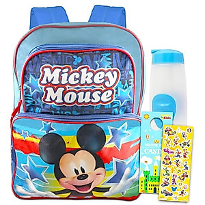 Disney Bundle Mickey Mouse Backpack for Kids, Toddlers - School Supplies with 16' Bag Plus Stickers, Water Bottle, and More (Mickey Travel Bag) Toddler