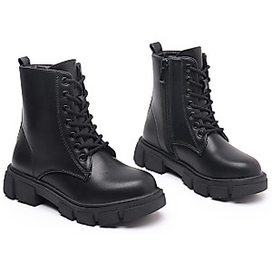 Apakowa Kids Girls Boots Fashion Combat Ankle Boots Side Zipper Booties (Little Kid/Big Kid)