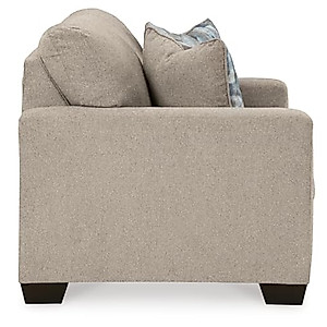 Signature Design by Ashley Deltona Contemporary Loveseat with 2 Accent Pillows, Beige