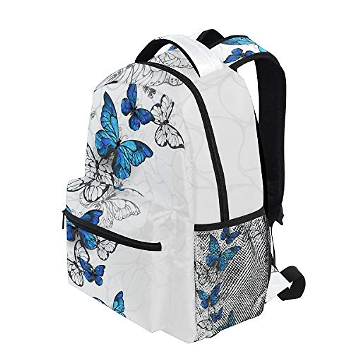 Blue White Butterfly Laptop Backpack, Travel Computer Bag for Women & Men, College School Bookbag Backpack for Students(m)