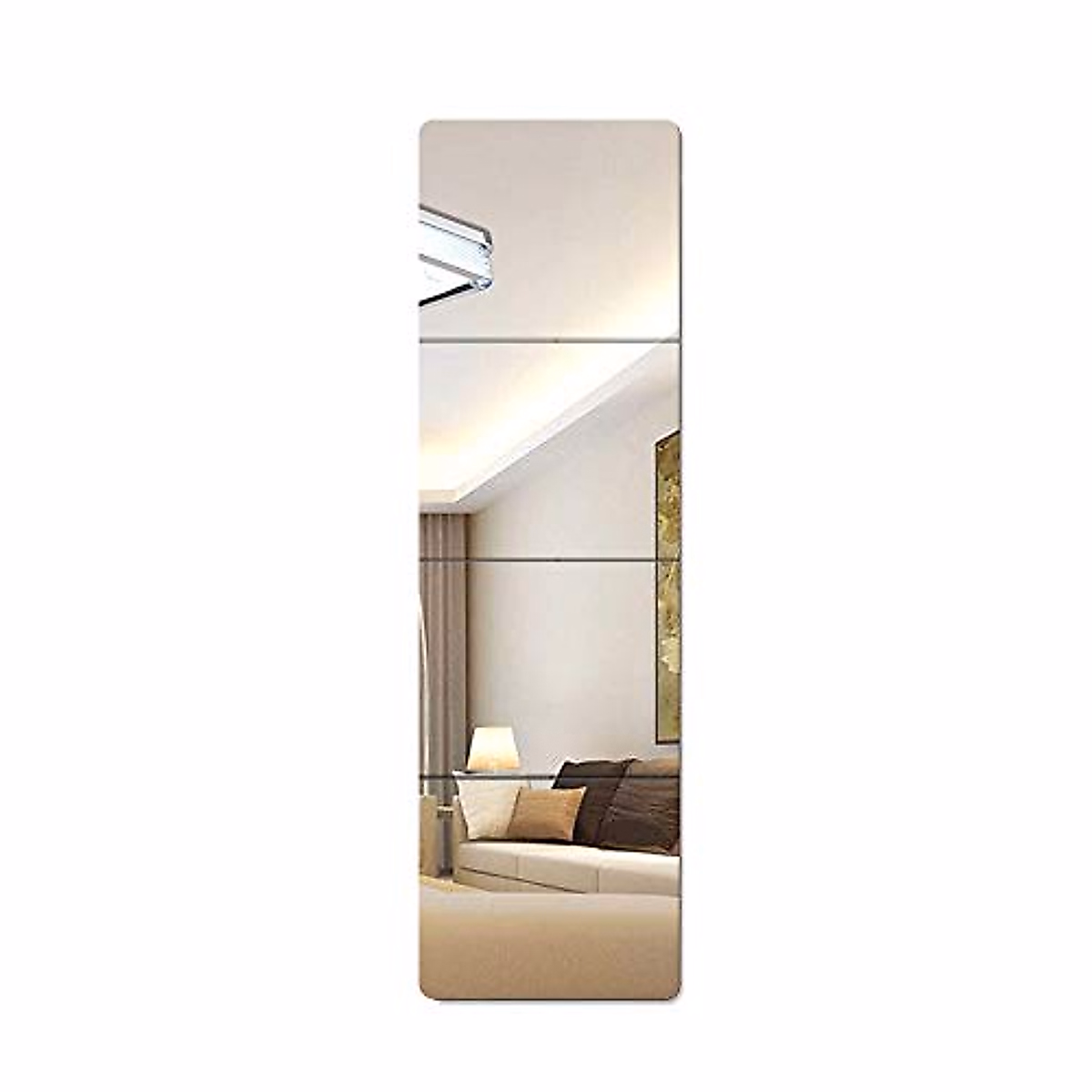 Lecerent Full Length Wall Mirror with Acrylic Adhesive Tapes, 4pcs Frameless Body Mirror Tiles for Bedroom Bathroom Home Gym Closet Door