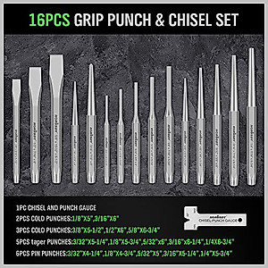SWANLAKE Punch and Chisel Set, Including Taper Punch, Cold Chisels, Pin Punch, Center Punch (28pcs)