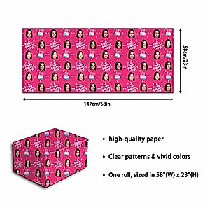 Personalized Wrapping Paper Funny Gift Wrapping Paper Face Photo Name Custom Fathers Day Gift Wrap Roll for Dad Men Women Kids Birthday Graduation Christmas Anniversary Baby Shower 58"x 23" (Birthday 03, 1 Count (Pack of 1))