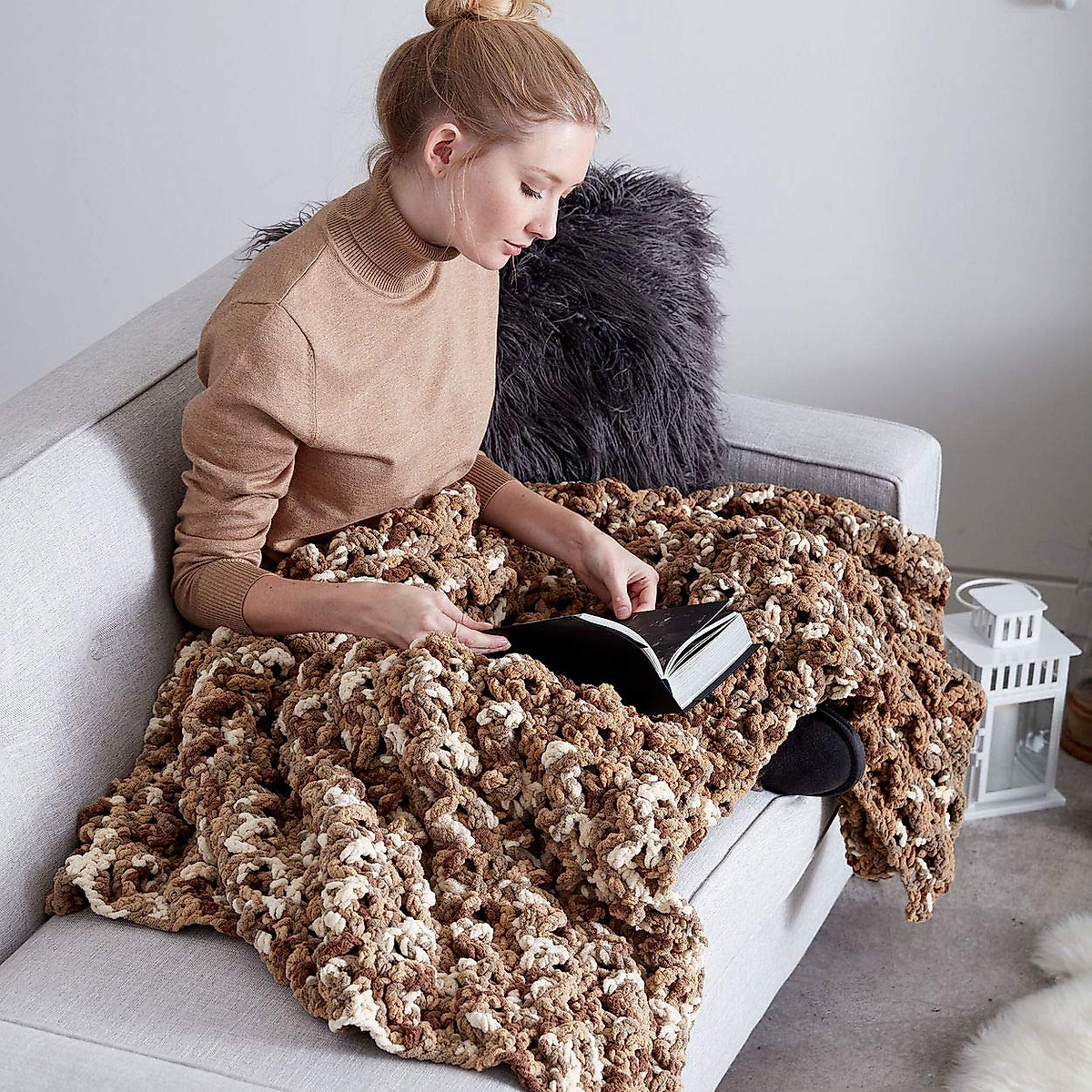 Bernat Blanket Yarn - Big Ball (10.5 oz) - 2 Pack with Patterns (Sonoma)