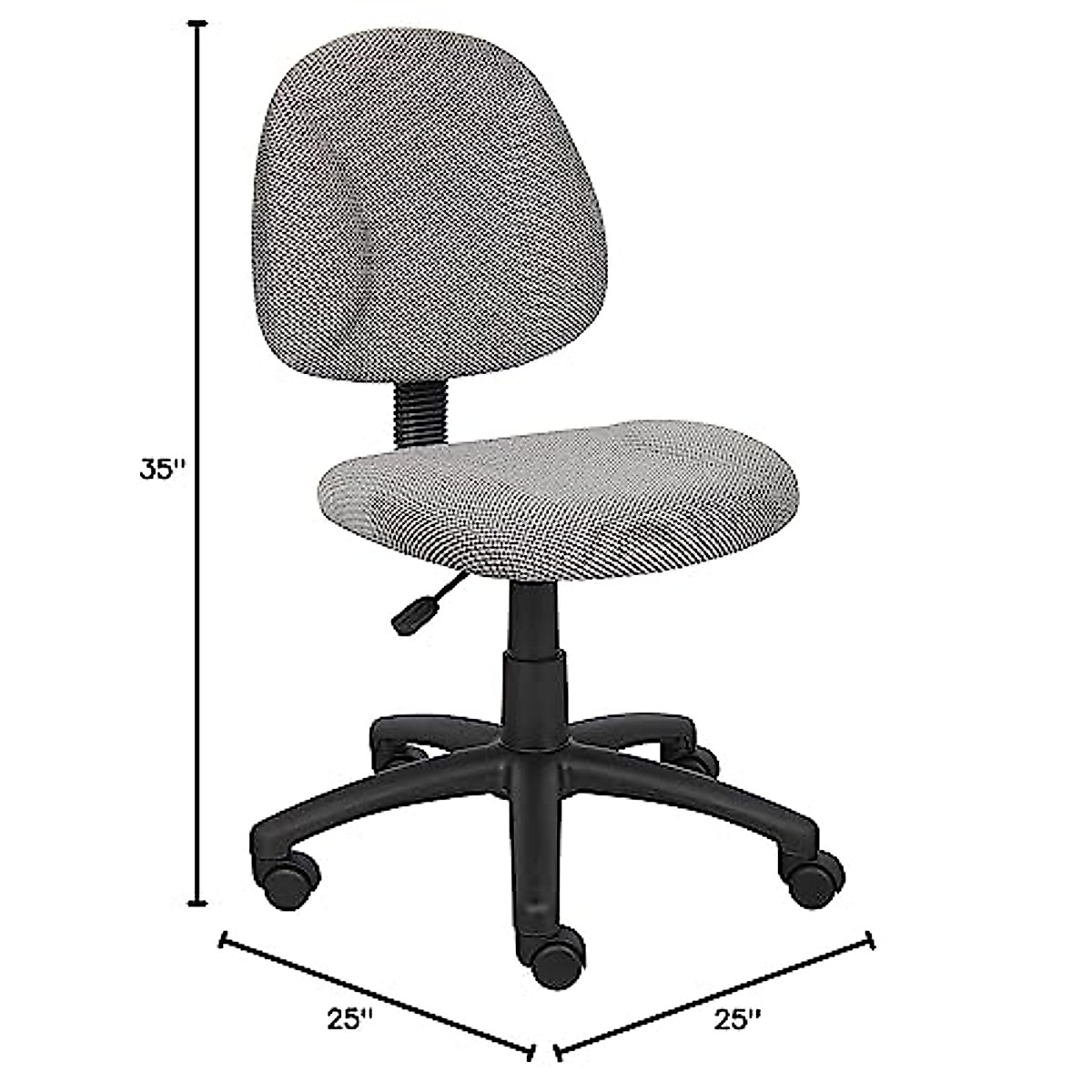 Boss Office Products Perfect Posture Delux Fabric Task Chair without Arms in Grey
