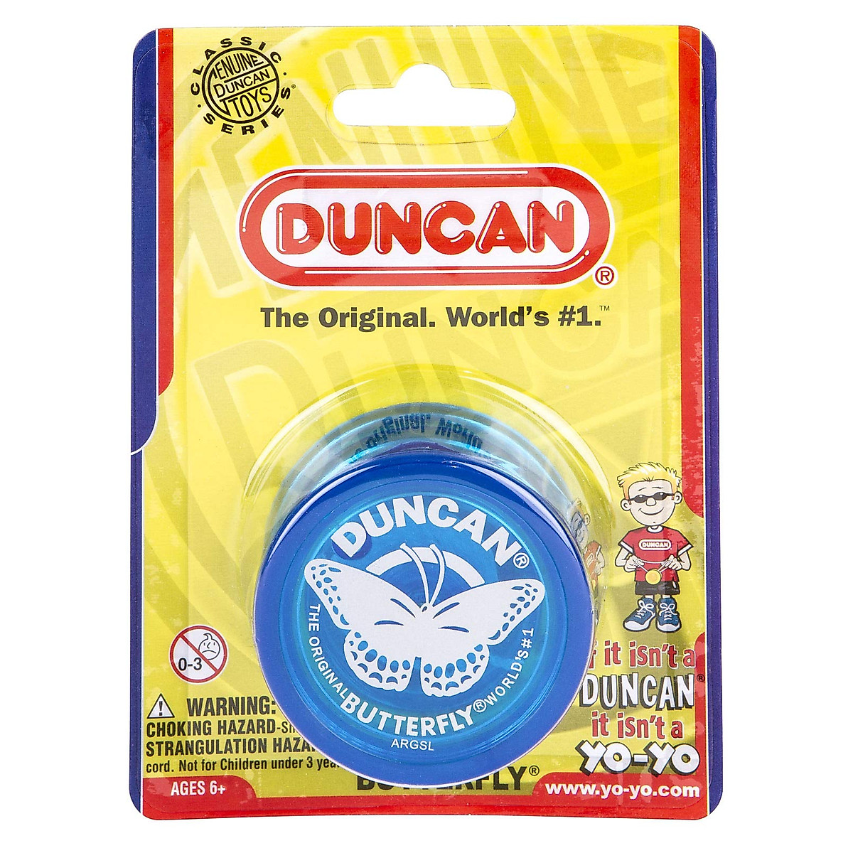 Duncan Toys Butterfly Yo-Yo, Beginner Yo-Yo with String, Steel Axle and Plastic Body, Blue