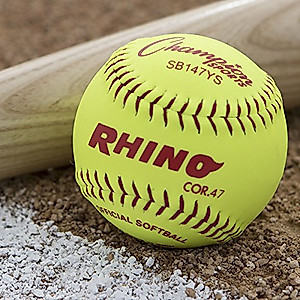 Champion Sports 11" Syntex Leather Cover Softballs - Poly Core - Medium Compression - NFHS Approved - Raised Seams - Optic Yellow - Pack of 12