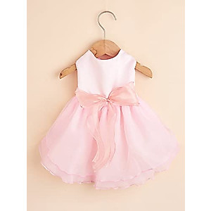 QWINEE Bowknot Decor Dog Dresses Contrast Mesh Kitten Puppy Princess Dress Small Medium Dog Kitten Skirt Costume Sundress Pink A XS