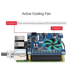 waveshare Power Over Ethernet (PoE) HAT for Raspberry Pi 4B/3B+, 802.3af/at PoE Network Standard, 5V USB-A&12V Header Outputs, PoE HAT Onboard Cooling Fan and MP8676 Buck Chip, Isolated