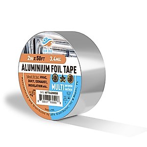 𝐏𝐫𝐢𝐦𝐞 𝐃𝐞𝐚𝐥: Aluminum 2" x 50 ft HVAC Weather Duct Tape, High Temp Waterproof Foil Tape for AC, Thick Fire Proof Cold Weather Metal Tape, Pipe Repair Heavy Duty Flex Duck Tape for Insulation