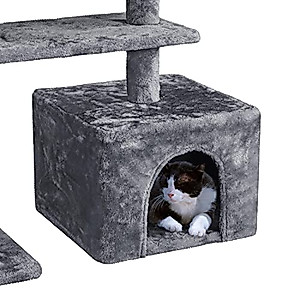 Yaheetech Multi-Level Cat Tree Cat Tower for Indoor Cats, Cat Condo with Scratching Posts, Cat Furniture Play Center, Plush Perch, Rotatable Cat Tree for Kittens/Large Cat, Dark Gray