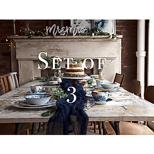LS Designs Rustic Cotton Gauze Cheesecloth Table Runner 36 inch x 180 inches (3 ft x 15 ft) Open Edge, Non-seared, Wedding, Bridal Shower, Wedding Drapery, Table Runner (Navy Blue Set of 3)