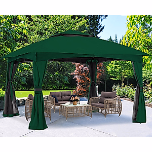 ABCCANOPY 10x10 Outdoor Gazebo - Patio Gazebo with Mosquito Netting, Outdoor Canopies for Shade and Rain for Lawn, Garden, Backyard & Deck (Forest Green)
