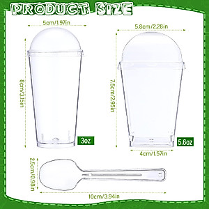 200 Pack Dessert Cups with Lids and Spoons 5.6 oz Square Mini Dessert Cups 3 oz Round Plastic Shooter Cups Clear parfait cups Appetizer Cups for Birthday Wedding Party Pudding, Fruit and Ice Cream