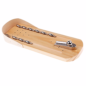 BESSTUUP Wooden Table Game Mini Bowling Game with Metal Skittles