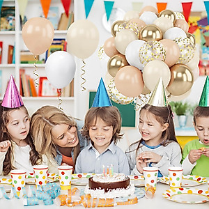 White Gold Beige Confetti Balloons, 50Pcs 12 Inch Sand White Gold Metallic Nude Cream Neutral Boho Balloons for Bridal Shower Baby Shower Birthday Wedding Party Decoration