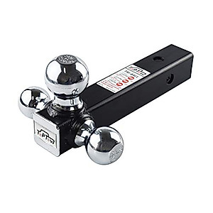 TOPTOW 64173HP Trailer Hitch Tri Ball Mount with 5/8 inch Hitch Pin, Chrome Balls, Fits for 2 inch Hitch Receivers, Hollow Shank…