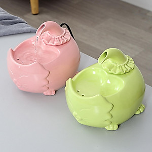 Topjia Pet Ultra Quiet Intelligent Drinking Machine,Ceramic Cat Drinking Water Fountain, USB Electric Water Dispenser,Tabletop Fountains Decoration for Home Office, Green A