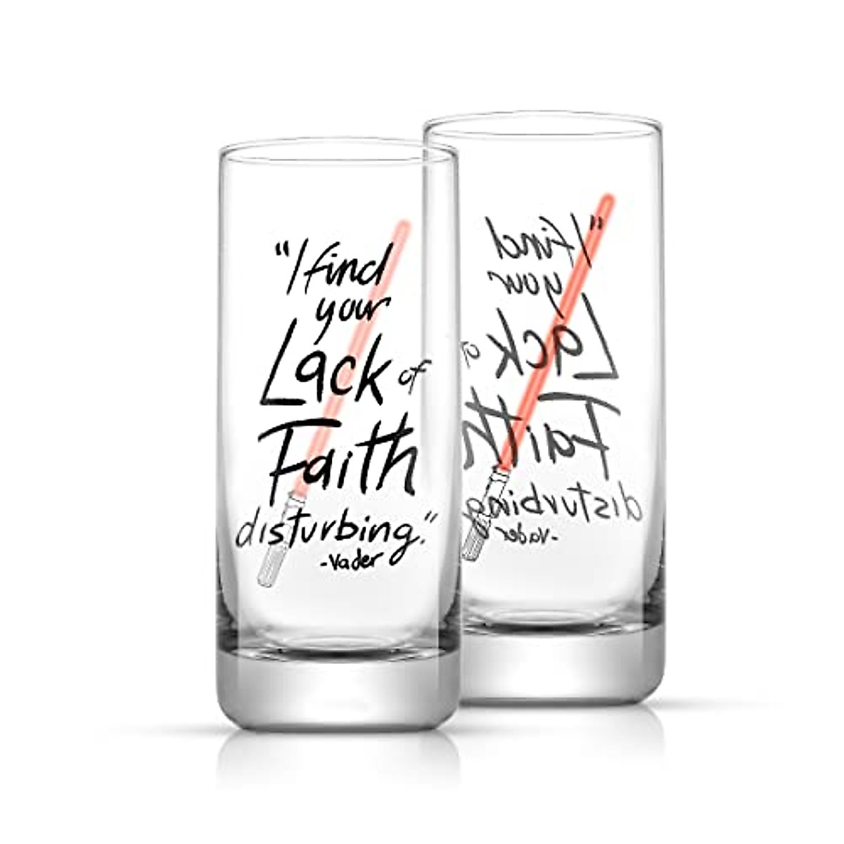 JoyJolt Star Wars Darth Vader Lightsaber Tall Drinking Glass - 14.2 oz - Set of 2