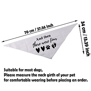 PWHAOO 1 Piece Baby Announcement Dog Bandana And Then There Were Four Dog Bandana New Baby Gift Pregnancy Gift (Were Four white)