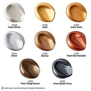ARTEZA Metallic Acrylic Paint, 8 Metallic Colors in 4.06 ounce Tubes, Non Toxic Artist Paints for Hobby Painters, Art Supplies for Canvas Painting