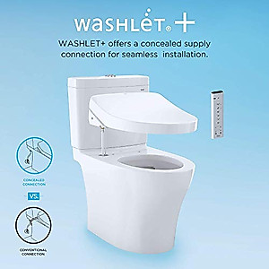 TOTO MW7463056CEMFGA.10#01 Drake WASHLET Two-Piece Dual Universal Height with 10 Inch Rough-in DYNAMAX Tornado Toilet with Auto Flush S550e Bidet Seat, 1.28 and 0.8 GPF, Cotton White