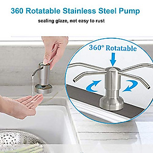 Kitchen Sink Soap Dispenser Brushed Nickel Countertop Soap Dispenser Pump with 47" Extension Tube Kit and 17 Oz Bottle Built in Bathroom Sink Soap Dispenser Dish Soap Pump