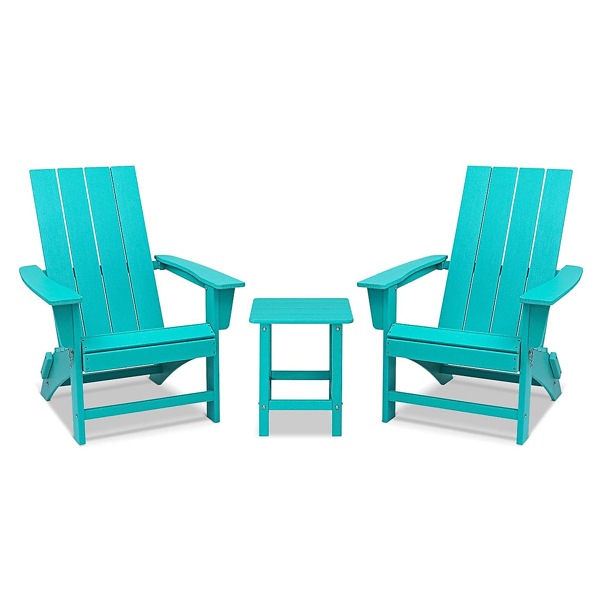 Adirondack Chair Set of 2 with Side Table Weather Resistant Fire Pit Chairs HDPE Outdoor Adirondack Chair for Patio Front Porch Pool Garden Deck Fire Pit Outside, Teal