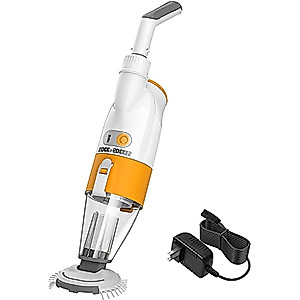 Upgraded Rock&Rocker Cordless Rechargeable Pool Vacuum Cleaner, Handheld Pool Cleaner, with Side Bristles, Double Filters, for Above & In-Ground Pools, Inflatable Pools, Suck Sand, Leaves and Debris