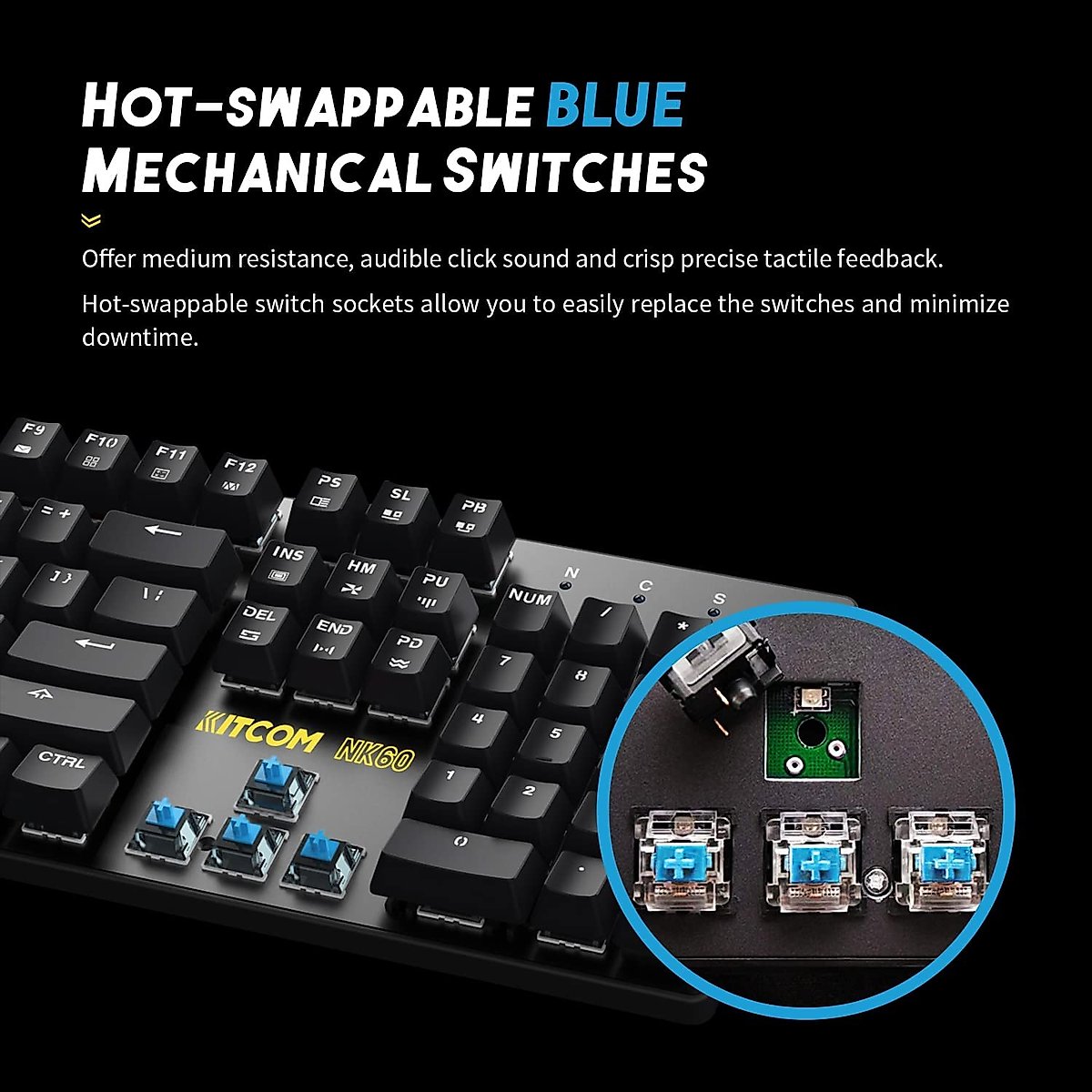 PC Gaming Keyboards RGB Backlit Mechanical Keyboard ABS keycap Programmable Macro Detachable USB Wired Keyboard for Windows PC（104 Keys Blue Switch
