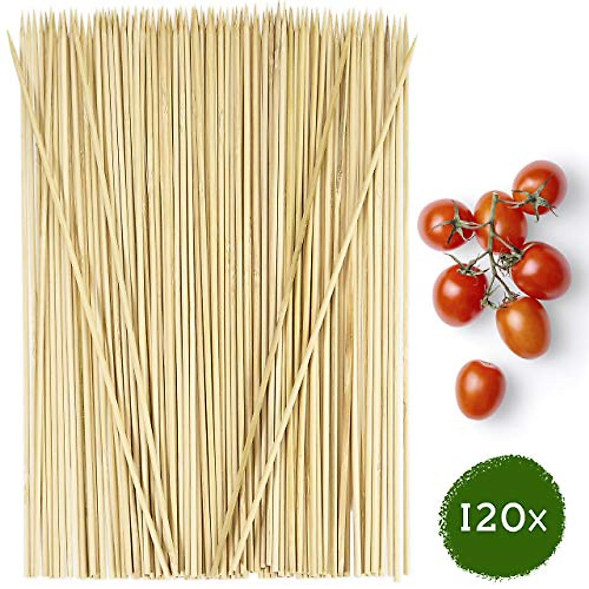 LIVAIA Wooden BBQ Skewers: 120 x Premium Bamboo Barbecue Skewers and Kebab Skewers Wood Extra Long - Wooden Skewers for Crafts - Round Wooden Skewers - Wooden Stick 11.4in - Bamboo Grill Skewers