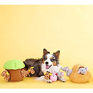 ZippyPaws Burrow, Zoo Friends Monkey 'n Banana - Interactive Dog Toys for Boredom - Hide and Seek Dog Toys, Colorful Squeaky Dog Toys for Small & Medium Dogs, Plush Dog Puzzles