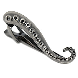 MENDEPOT Octopus Limb Tie Bar Burnished Silver Tone Octopus Limb Tie Clip In Box
