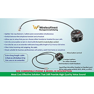 Telephone Training Adapter Y Splitter+Mute Button for Headset for Nortel Meridican, Norstar, Avaya, Ashtra, Mitel, Polycom, Ge and Other IP Phone