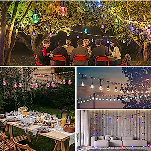 YLXS 48FT RGB String Lights with Rope Fairy, LED RGB Café Patio Lights Outdoor with Remote, Waterproof Shatterproof Edison String Lights for Garden