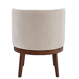 24KF Modern 360 Degree Swivel Accent Chair, Comfy Velvet Round Accent Chair for Living Room, Corner Armchair Chaise Lounge for Nursery -7018S-Taupe