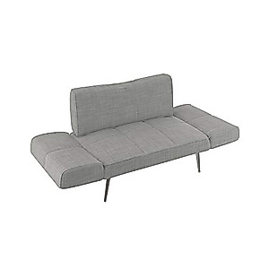 Novogratz Leyla Loveseat with Magazine Storage, Adjustable Sofa Bed Armrests to Convert into a Couch Sleeper, Light Gray Futon