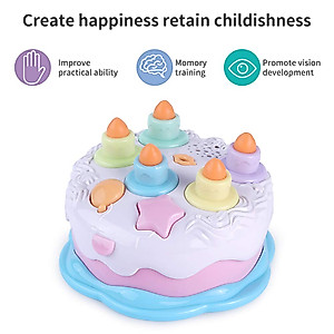 Kids Birthday Cake Toy for Baby with five Candles Music Pretend Play Cake for Toddlers
