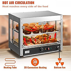 Commercial Food Warmer Countertop Pizza Cabinet with 2 Tiers and Water Tray