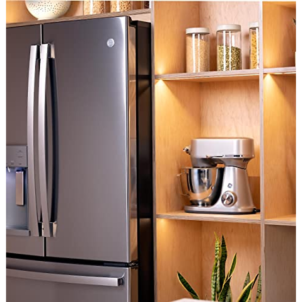 GE Tilt-Head Electric Stand Mixer | 7-Speed, 350-Watt Motor | Includes 5.3-Quart Bowl, Flat Beater, Dough Hook, Wire Whisk & Pouring Shield | Countertop Kitchen Essentials | Granite Gray